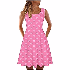Pink Dress Cute Pink Dress 1950S Dresses for Women Pink Dress for Girls Pink Skater Dress Vestidos Elegantes De Mujer para Fiesta Plus Size Lightning Deals of Today Prime Clearance