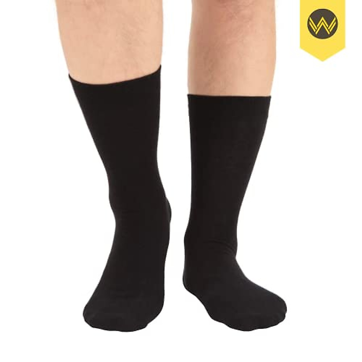 WANDER Men's Solid Dress Socks Cotton Black Men 8 Pairs Trouser Thin Classic Socks (Shoe Size:13-15, 8 Pairs Black)