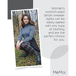 MeMoi Scottish Plaid Tartan Sweater Tights Black Medium / Large