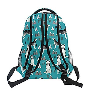 Backpack for Adult Kids Stylish Husky Siberian Dog Turquoise Backpack Lightweight School College Travel Bags Halloween Christmas Gifts