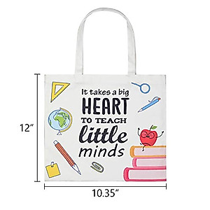 Teacher Appreciation Gifts - Teaching Tote Canvas  Bag for Men Women,It Takes A Big Heart To Teach Little Minds 