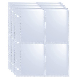 50 Pack 400 Pockets 2.5x3.5" Trading Card Sleeves,Double-Sided 4 Pocket 6.1x7.6" Page Protector,Ultra-Clear Pokemon Card Sheets for A5 Mini 3 Ring Binder