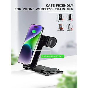 Mlfsaier 3 in 1 Charging Station for Multiple Devices Apple - Aluminum Alloy Fast Wireless Charger Stand Dock for iPhone 15/14/13/12/11/Pro/Max/XS/XR/X/8/Plus,for Apple Watch &AirPods Desk Beside