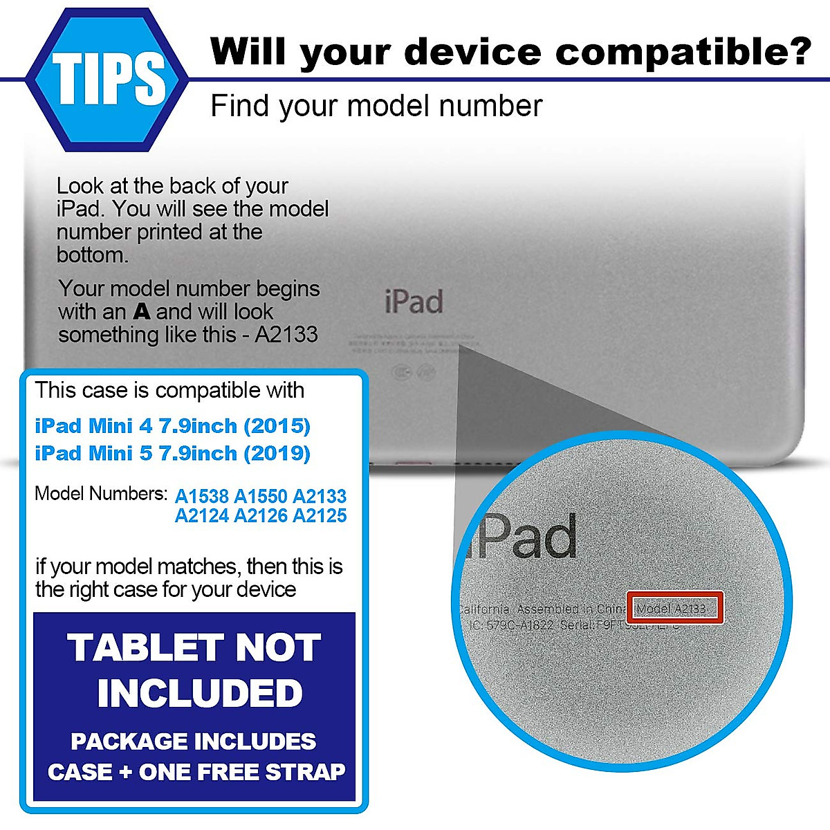 SEYMAC stock Case for iPad Mini 5/4 with Screen Protector Pencil Holder [360 Rotating Hand Strap] & Stand, Drop-Proof Case for iPad Mini 5th/4th Generation 7.9 inch (Black)