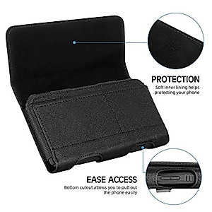 Mopaclle Phone Holster for Galaxy Note 20 Ultra/ S23 Ultra / S21+/ A13/ A14/ A03/ A04s/ A42/ A21/A52 /A53/A73/ iPhone 13 Pro Max/ 15 Plus/Moto G Stylus, Nylon Belt Clip/Loops Phone Pouch Card Holder