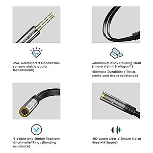 DIGITNOW 3.5mm 4 Pin Male to 2x3.5mm 3 Pin Female Combo Audio Splitter Y Adapter Cable Compatible for PS4,PS5,Xbox One S,Nintendo Switch,Tablet,Mobile Phone,PC Gaming Headsets and New Version Laptop