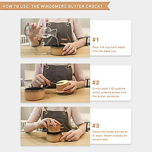 Windomere Handmade Porcelain Butter Crock Keeper - Ceramic French Butter Dish - 4Ounce Capaicty,Moutain Mist (3.85x2.25)