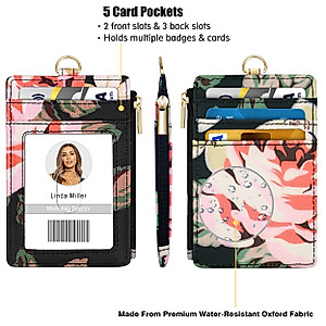 ID Badge Holder with Lanyard Vertical: Flower ID Name Badge Card Holder with Lanyard for ID Badges