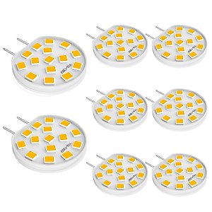 G8 LED Bulb Dimmable 3W Mini Thin Puck Light Bulbs Equivalent to 20W-25W T4 G8 Bi-Pin Base Halogen Bulb, 120V Warm White 3000K G8 Bulb for Under Counter Kitchen Lighting, Under Cabinet Light (8 Pack)