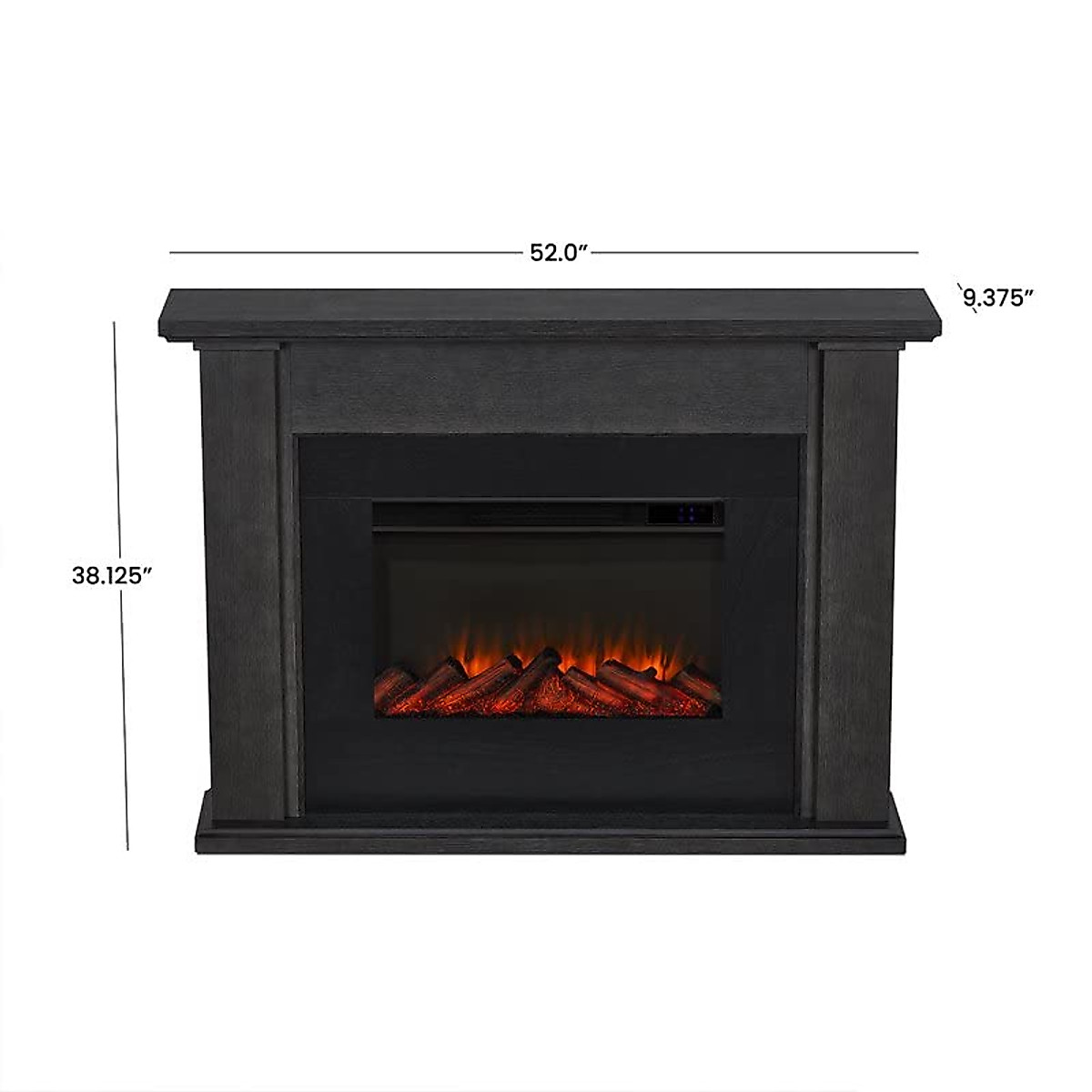 BOWERY HILL 52" Slim Solid Wood and Glass Electric Fireplace in Gray Finish