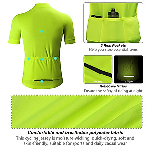 CATENA Men's Cycling Jersey Long Sleeve Shirt Running Top Moisture Wicking Workout Sports T-Shirt (F-Green-Short, L)