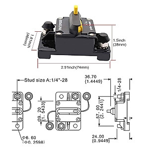 OUHL 150 Amp Circuit Breaker 12V- 48V DC Manual Reset Fuse for Trolling Motor Rv Marine Boat Vehicles System Protection Waterproof (150A)