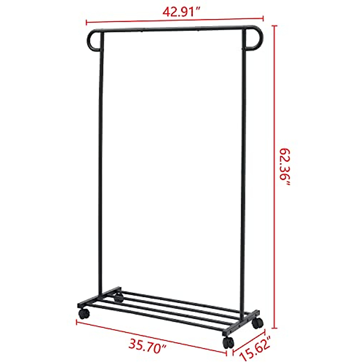 Hoctieon Rolling Clothes Rack,Portable Clothing Racks for Hanging Clothes,White Garment Rack on Wheels,Freestanding Closet Wardrobe Rack