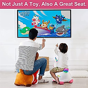 iPlay, iLearn Bouncy Pals Unicorn Horses, Toddler Girl Bouncing Animal Hopper, Inflatable Plush Hopping Toy, Outdoor Indoor Ride on Bouncer, Baby First Birthday Gift 18 Month 2 3 4 Year Old Kid