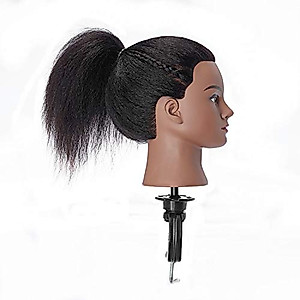 Hairingrid Mannequin Head 14" 100% Real Hair Hairdresser Cosmetology Mannequin Manikin Training Head Hair and Free Clamp Holder (14 Inch)