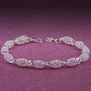 Aland Women's Silver Plated Hollow Chain Bracelet Charm Wrist Bangle Clasp Gift