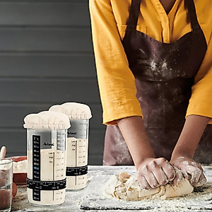 Arbnic Sourdough Starter Kit with 2 Starter Jars, Sourdough Bread Baking Supplies Included Thermometer Band, Level Tracker (with 2 Jars)