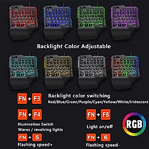 Gaming Keypad, RGB One Handed Gaming Keyboard, Ergonomic Gaming Keyboard with Hand Rest, Single Hand Keyboard with 35 keys Colorful Backlit