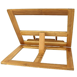 Greenco Bamboo Laptop, iPad, Kitchen Stand, Art Easel | Cookbook, Music Book, Recipe Book Holder, Painting Display, Reading | Foldable, Portable, Adjustable | Tabletop, Kitchen Counter, Home Decor