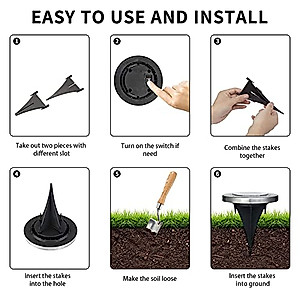 Replacement Stakes for Solar Ground Light, 6 Set Reinforced Plastic Ground Spikes, Replacement Parts for Solar Pathway Disk Light and Garden Glass Ball Outdoor