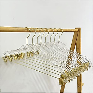 IULJH Transparent Hanger Gold Powder Crystal Suit Hanger Adjustable Trouser Rack Seamless Pants Clip