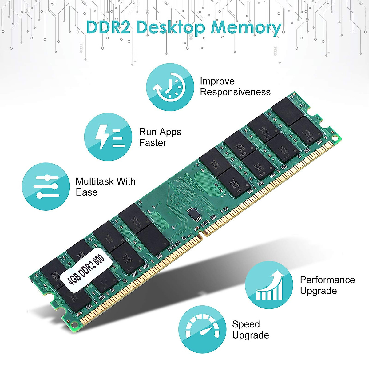 DDR2 Ram, 4GB 800MHz PC2-6400 DDR2 RAM 240-Pin 1.8V, DDR2 Memory Module for Desktop Computer Memory Module