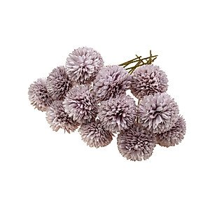 RUJIU 12 pcs Artificial Chrysanthemum Ball Flowers, Bride Wedding Bouquet Stem Plastic Hydrangea Silk Flower for Wedding Centerpieces Arrangements Party Home Table Flowers Garden Decor (Light Purple)