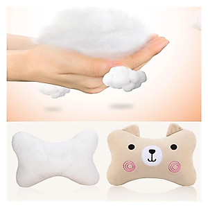 ZICANA Lumbar Pillows Cute Cartoon Car Headrest Back Cushion Soft Embroidered Plush Lumbar Support Back Pillow Car Seat Waist Protection Accessory Pad (Color : Orange-Neck)