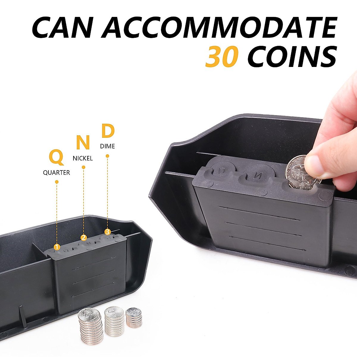 RERPRO Center Console Organizer Tray Compatible with 2021 2022 2023 2024 2025 Ford F150 Interior Accessories Insert Storage with Coin Holder Box Under Dash OEM Secondary Console Vault Bin