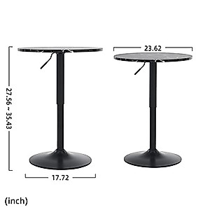 Rongbuk Round Bar Table, Adjustable Table,MDF Top with Black Metal Pole Support and Base, Bistro Pub Table,Suitable for Home, Kitchen Island, Bar Counter, Black