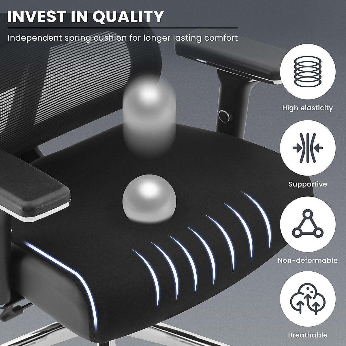 Ergonomic Office Chair, Big and Tall Mesh Chair 400LBS for Home Office&Gaming, High Back Desk Computer Chair with Lumbar Support, 3D Adjustable Headrest,4D Armrests, Upgraded Mute Rubber Chair Casters