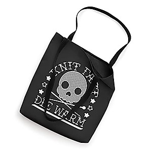 Funny Gothic Yarn Skull Knitting Needles Knit Fast Die Warm Tote Bag