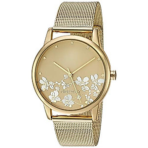 Nine West Women's Gold-Tone Mesh Bracelet Watch, NW/2428FLGP