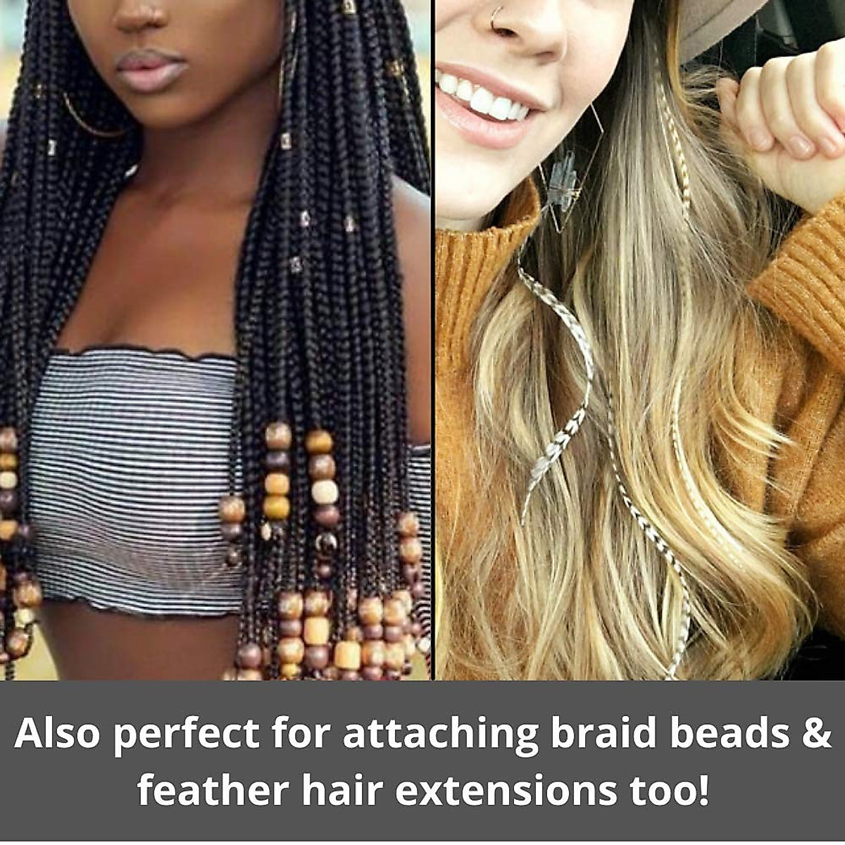 5 Wooden Hair Extensions Loop Needle Threader Wire Pulling Hook Tool for silicone microlink beads and feathers, Set of 5 for hair or feather extensions (5 Loop Tools)