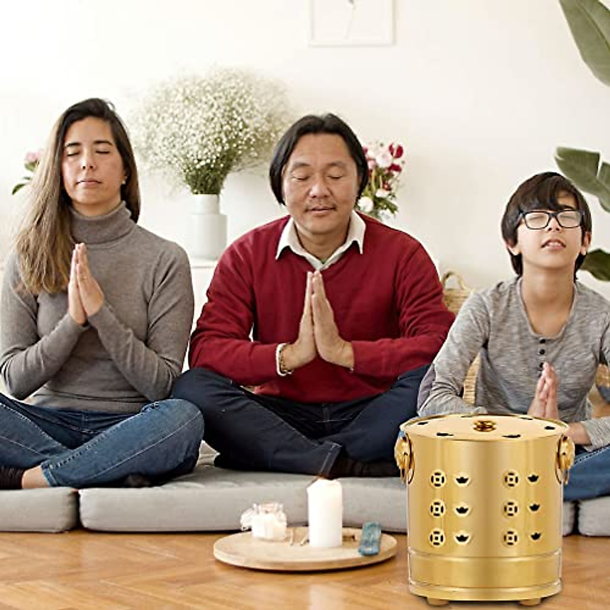 DOITOOL Composter Burn Stainless Steel Incinerator Burn : Garden Incinerator Can Fire Pit with Hanging Hook Burning Tongs Worship Burning Pail Golden Debris Burn Incinerator Bin Compost Tumbler