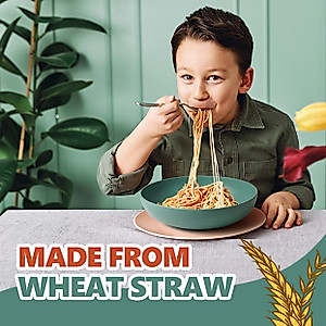 Teivio 8.4" Large Plastic Pasta Bowls Salad Bowls Reusable, 45 oz Pasta Serving Bowl Set of 8, Wheat Straw Serving Plate Bowls for Pasta, Salad, Cereal, Soup, Dishwasher Safe, Autumn Multicolor