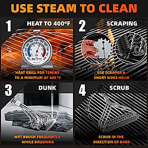 Grill Brush for Outdoor Grill, Bristle Free & Wire Combined BBQ Brush for Grill Cleaning Including Grill Scraper, Safe 17" Stainless Steel BBQ Accessories Grill Cleaner Brush, Awesome Gifts for Men