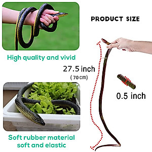 Hsxfl Rubber Snakes to Keep Birds Away, 4 Pieces 27.5 Inch Realistic Rubber Snakes, Plastic Fake Snakes Toy Snake for Garden Props to Scare Birds, Squirrels, Mice, Pranks,Halloween Decoration