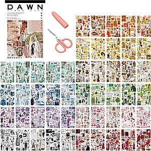 GOCAVO Vintage Washi Stickers Set Retro Things Modern Style Old Fashion Lady Animal Floral Plant Adhesive Label Decorative Stickers Scrapbooking (50 Sheets)