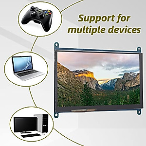 7-inch Display, Ultra HD Display Capacitive Touch Screen, Support for Independent Backlight Control and Hdmi Interface Input, Can Be Used As Hdmi/Raspberry Pi/Computer Monitor.