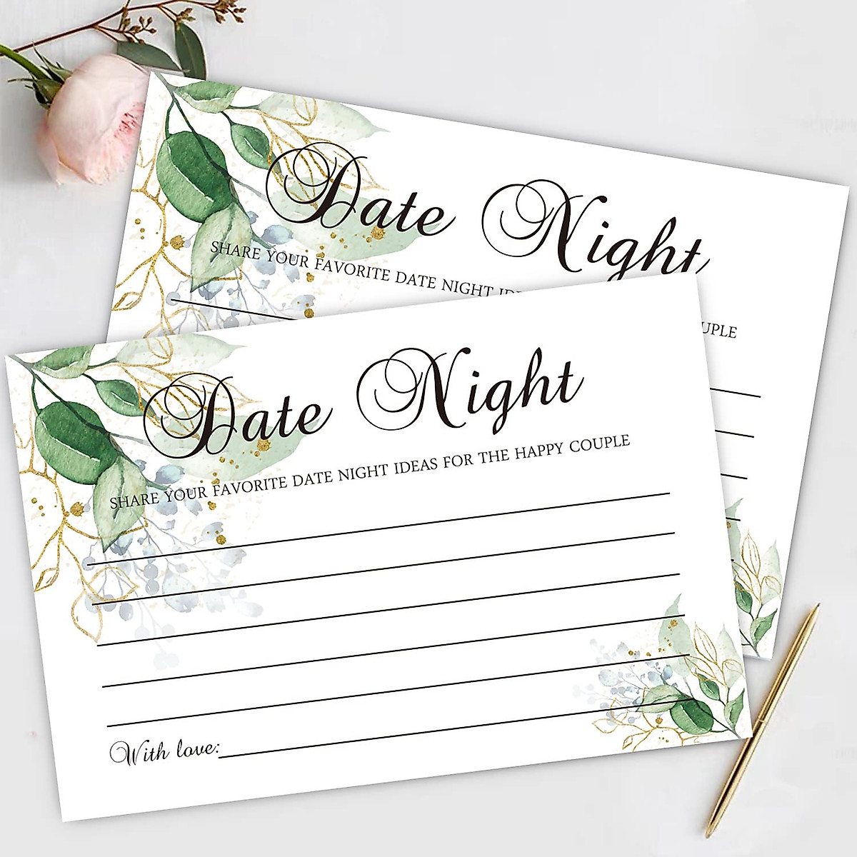 FARHTINANFX Date Night Ideas Cards, Perfect for The Bride and Groom, Husband, Wife, Boyfriend, Girlfriend, Anniversary, Bridal Shower Game 50 Advice Cards (4" x 6")