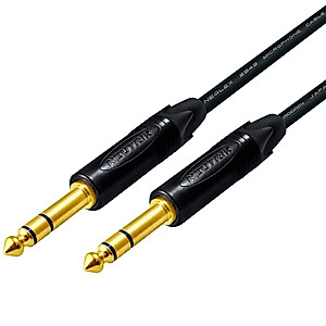 WORLDS BEST CABLES 5 Foot - Balanced TRS Patch Cable Custom Made Using Mogami 2549 (Black) Wire and Neutrik NP3X-B Gold TRS Stereo Plugs