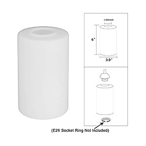White Frosted Glass Shade Replacements 4 Packs, Elegant Glass Lamp Shade Covers Cylinder Glass Globe with 1-5/8-inch Fitter Glass Light Fixture Shade for Pendant Light Chandelier Wall Sconces