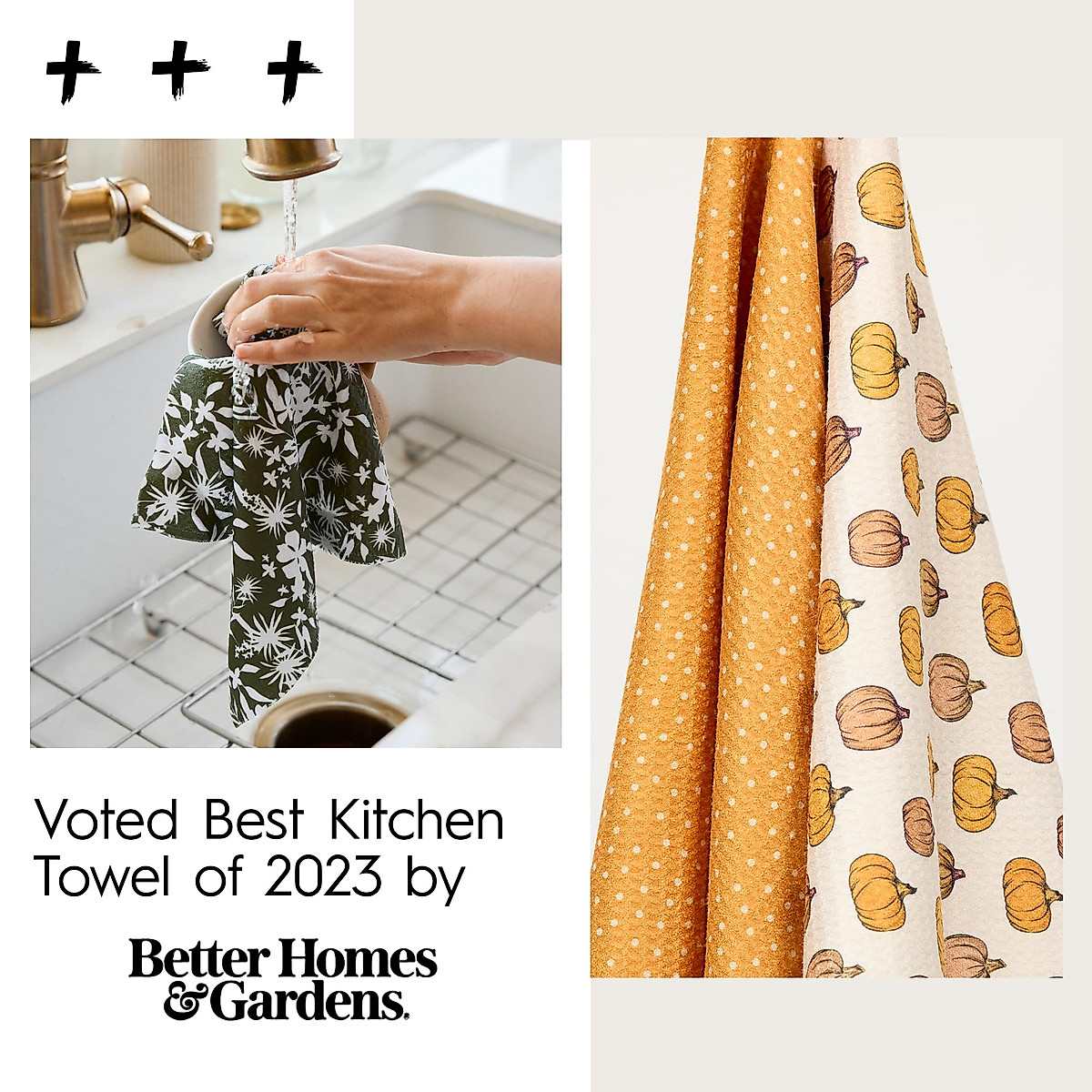 GEOMETRY Fall Kitchen Towels - Quick Dry Microfiber Cloth Fall Dish Towels for Kitchen Drying - Premium Quick Dry Towel (Pumpkin Patch, 18" x 30" (1 Pack))