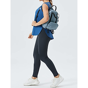 Wjustforu Hiking Backpack with Multiple Pockets for Men Women Lightweight Water-Resistant Travel Essentials Perfect for Camping Biking Yoga Mini Backpack Fanny Bag Set Grey Blue