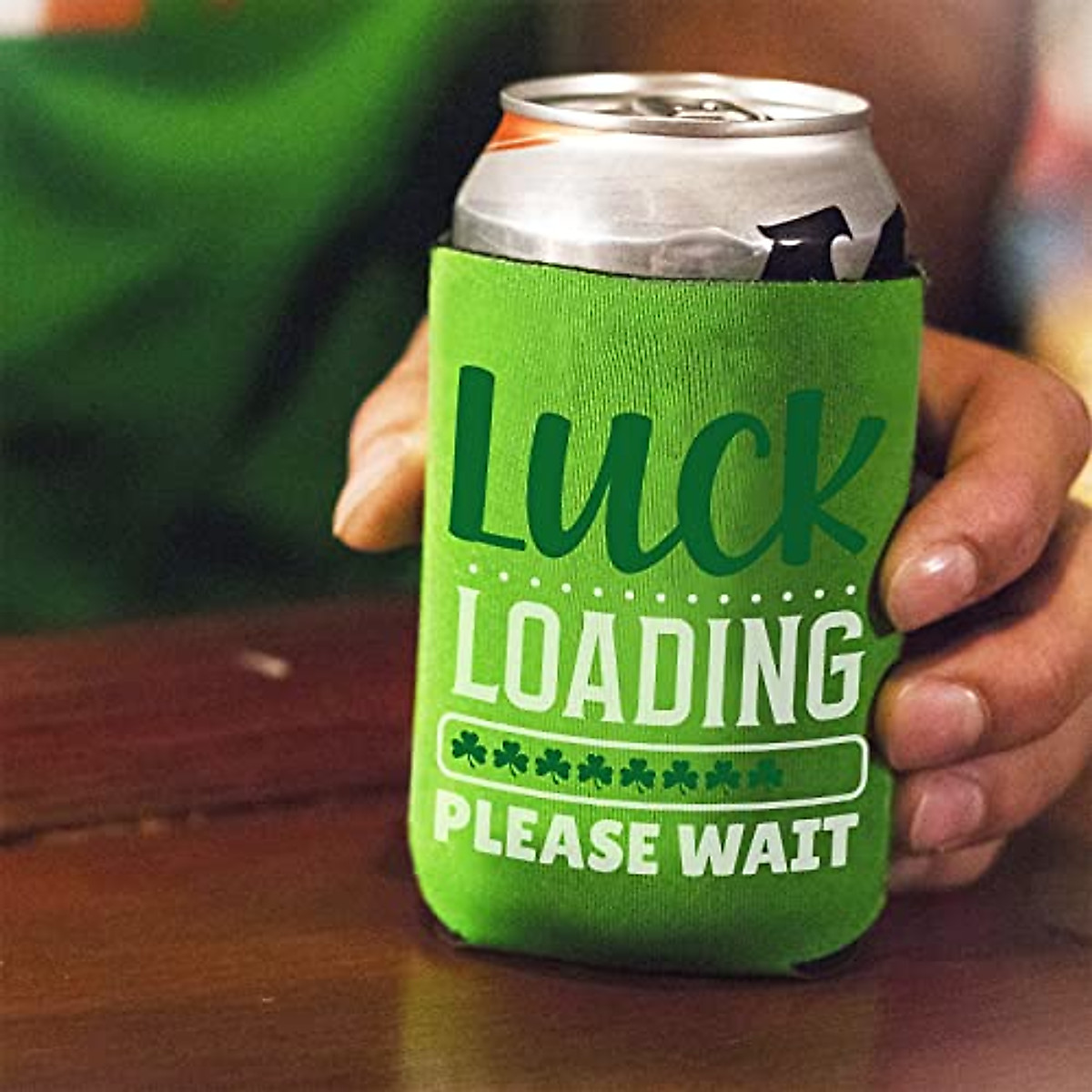 12PCS St. Patrick's Day Can Coolers Sleeves - Irish Shamrock Clover Beer Beverage Party Supplies Decorations Favors