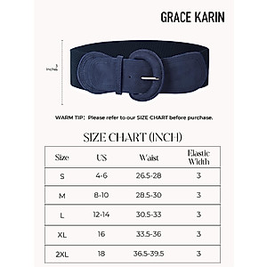 GRACE KARIN Women Wide Elastic Waist Belts Stretchy Suede Dress Belt Ladies Cinch Waistband Navy L