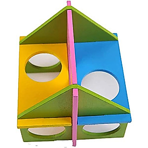 Litewoo Hamster Wooden Tunnel Toy Exercise House Funny Seesaw Hideaway Grinding Teeth for Small Pets Chinchilla Gerbil Rat Mouse Guinea Pig Intelligence Toy