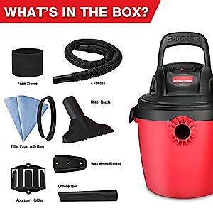 Shop-Vac 2.5 Gallon 2.5 Peak HP Wet/Dry Vacuum 2036000 + 1-1/4" Round Brush, 2 Pack