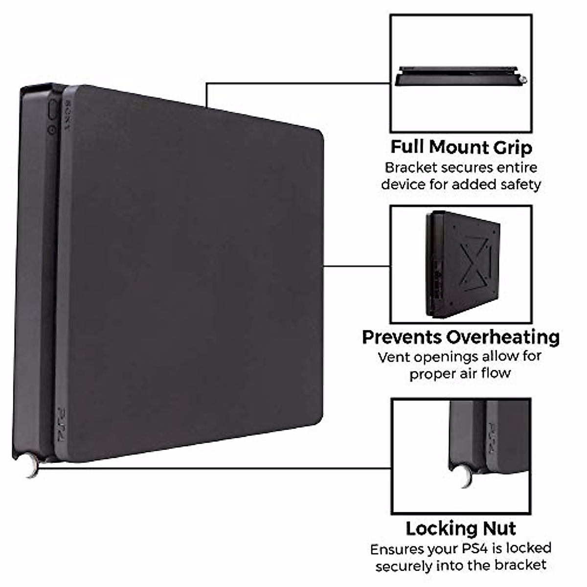HumanCentric PS4 Slim Mount | Mount on The Wall or on The Back of The TV | Patent Pending